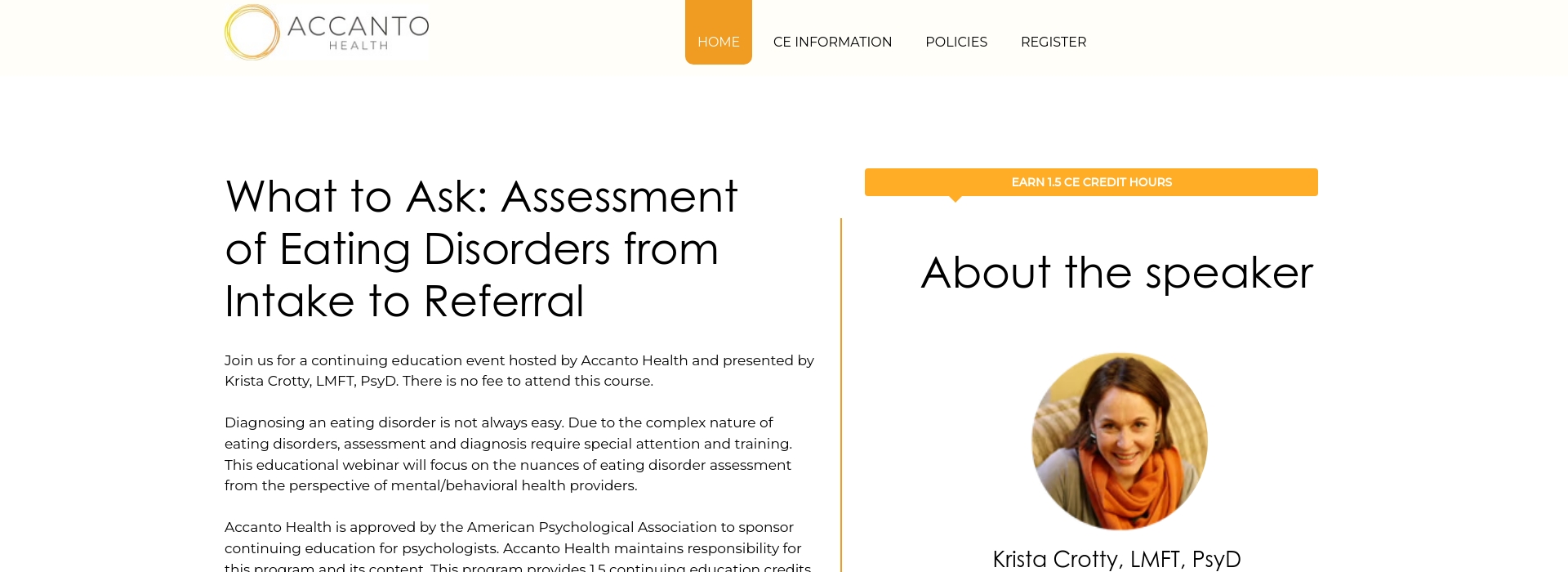 What to Ask: Assessment of Eating Disorders from Intake to Referral