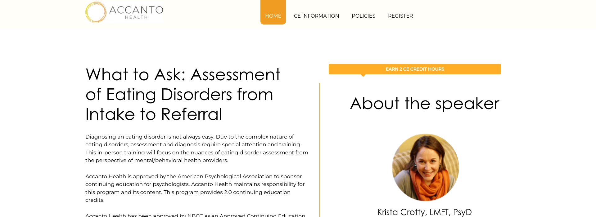 What to Ask: Assessment of Eating Disorders from Intake to Referral
